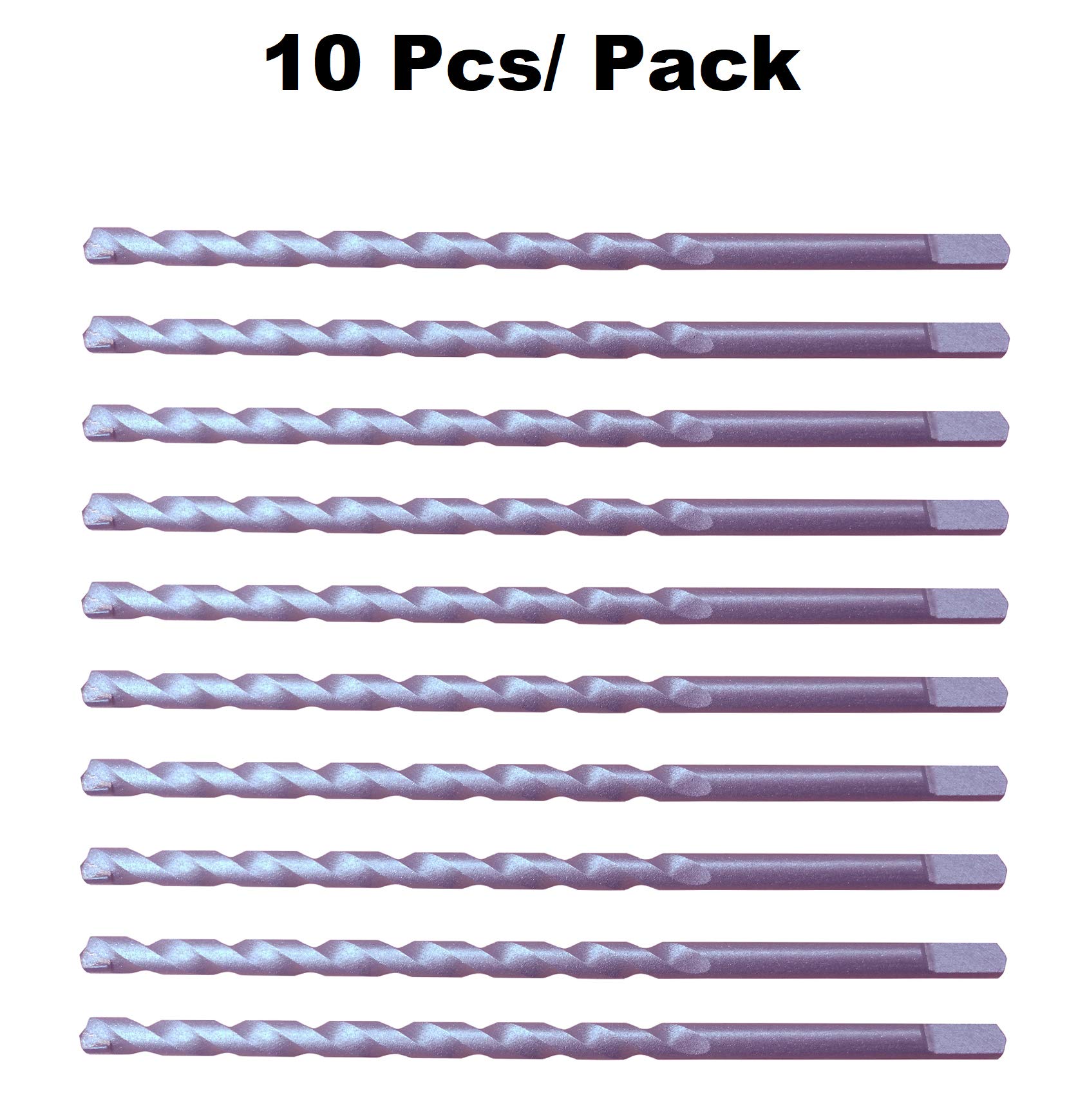 Masonry Drill Bits 5/32 in.x 4-1/2 in. Carbide Tip Flat Shank Drill Concrete Stone Bricks-10Pcs