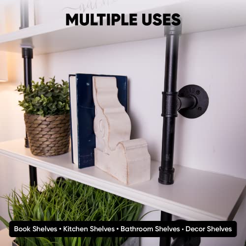 Industrial Floating Pipe Shelves - Wall Mounted Hanging Bathroom Wall Shelf - 41.5โ x 12โ x 9.5โ Rustic Metal Shelf for kitchen - 3 Tiers Farmhouse Shelves (Planks are not Included)