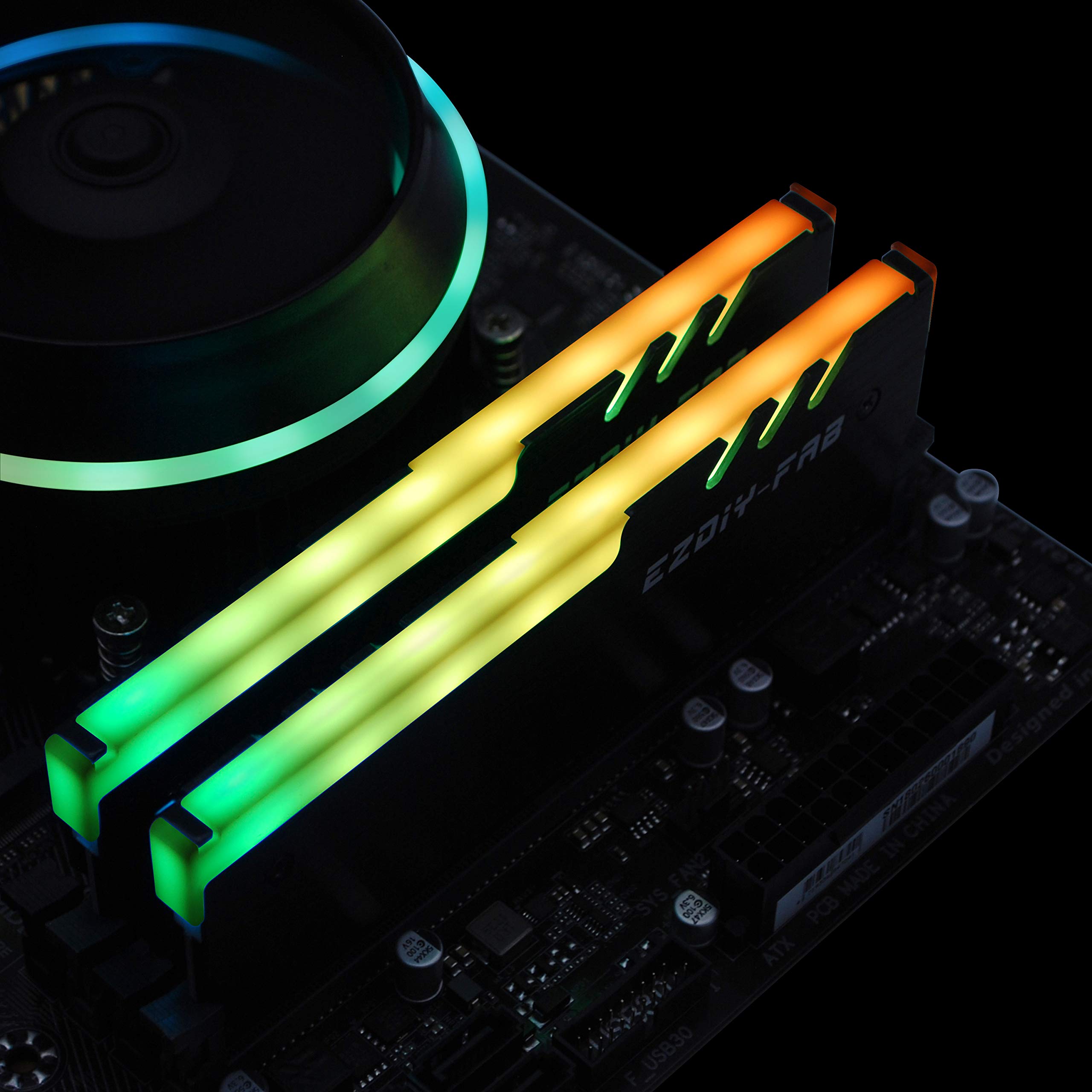 EZDIY-FAB ARGB DDR Memory RAM Cooler,RGB DDR Heatsink,5V 3Pin ARGB Motherboard Sync Black-2 Pack