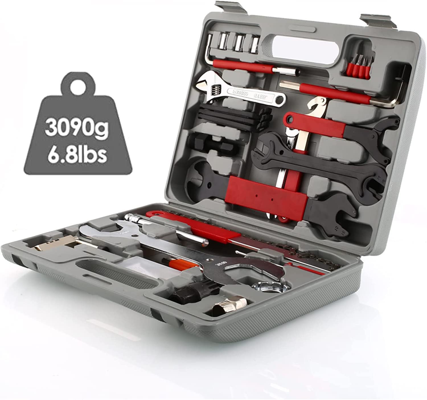 48 Pcs Tool Set, Bike Tool Kit, Bicycle Repair Kit Tool Box Set with Adjustable Open Wrench, Tire Lever, Socket, DIY Tools, Small Portable Hand Tool Kit for Mountain Road Bike Motorcycle Maintenance