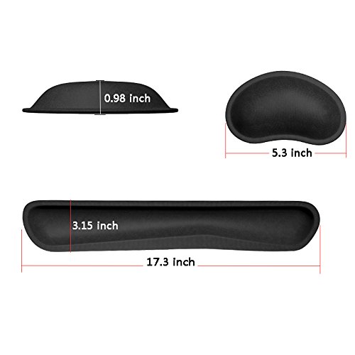 Mouse Pad Wrist Support, Keyboard Wrist Rest with Ergonomic Raised Memory Foam for Easy Typing & Pain Relief, Comfortable Keyboard and Mouse Pad Set, Computer Accessories for Office, Laptop, Mac