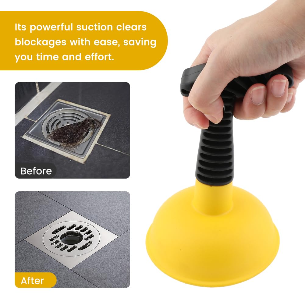 Sink Plunger with Drain Clog Remover, Mini Plunger with Short Handle, Hand Drain Plunger Easy to Use Unclogging Tool for Kitchen Sink,Bathroom Toilet, Shower Tub
