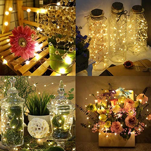 AMIR Upgraded Solar String Lights, 39Feet 120 LED Mini Copper Wire Lights, 8 Modes Waterproof Fairy Lights, Indoor Outdoor Solar Decoration Lights for Patios, Home, Parties (Warm White - Pack of 2)