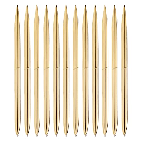 Juvale 12 Pack Gold Ballpoint Pens for Business Students and Teachers, Office Supplies, New Employee Welcome Gift (6.4 In)