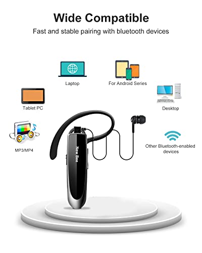 New bee Bluetooth Earpiece V5.0 Wireless Handsfree Headset with Microphone 24 Hrs Driving Headset 60 Days Standby Time for iPhone Android Samsung Laptop Trucker Driver (Black)