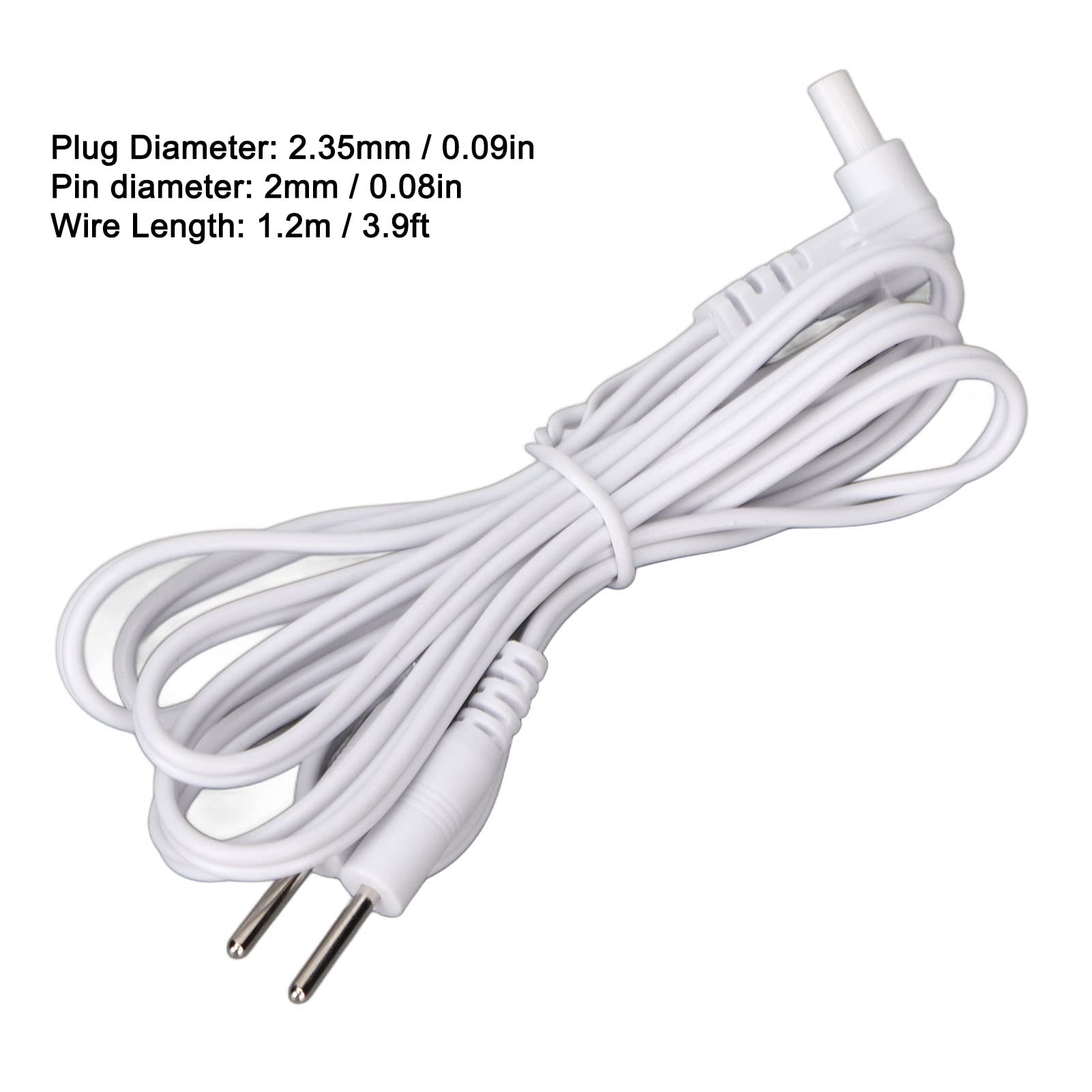 5pcs TENS Wires Replacement Electrode Wires 2.35mm 2 Pin Connector Electrodes Wire for TENS Massager White