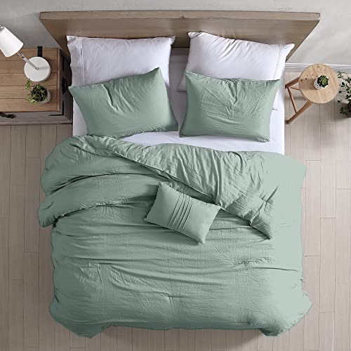 Modern Threads - Comforter Set - Down Alternative Brushed Microfiber - Elegant All Season Bedspread Set - Includes Comforter, Shams, & Decorative Pillow - Luxurious Bedding - Queen, Spa