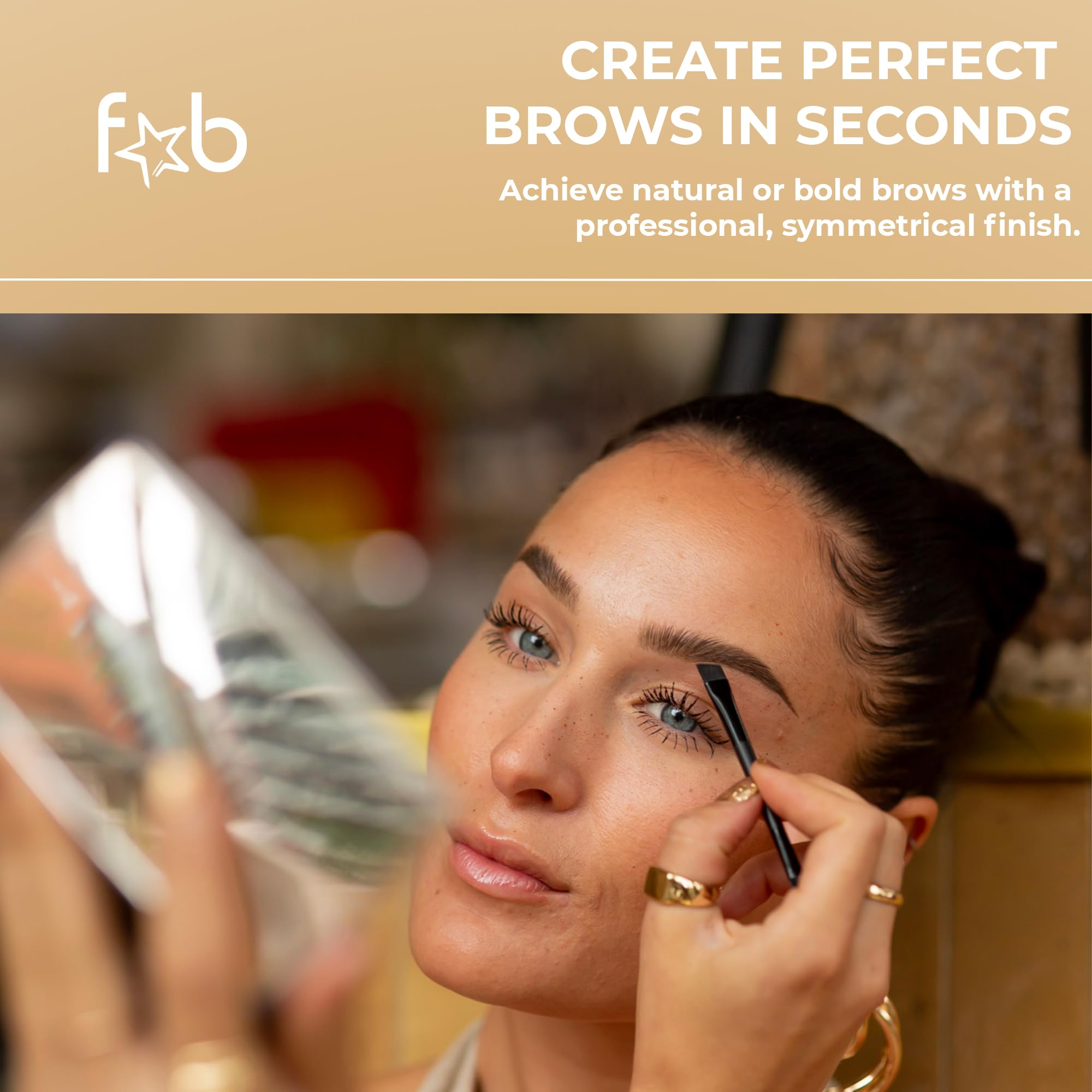 Fab Brows Duo Eyebrow Kit, Ultimate Brow Stencil Kit with Compact Powder Mirror and Eyebrow Shaper, Waterproof Eye Makeup Contour Palette Set for Eyebrow, Eyebrow Cosmetics, (Light/Medium Brown)