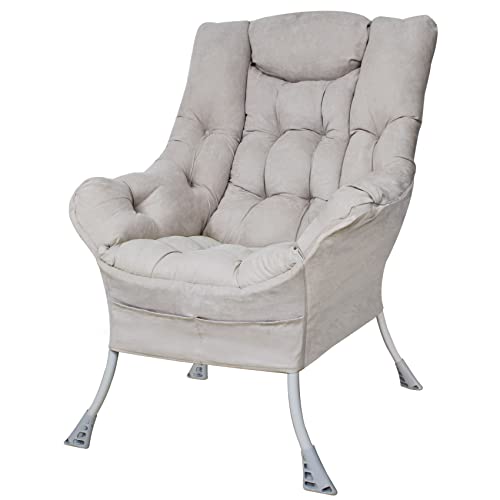 Explore Land Living Room Single High Back Lazy Chair Modern Upholstered Accent Chair (Golden Grey)