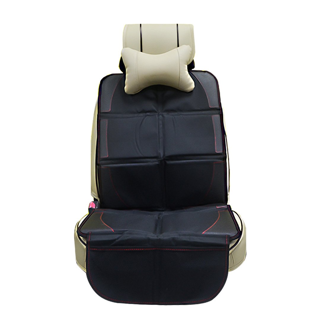 FLR 2 Pcs Car Seat Protector Black Waterproof Universal Foldable Car Seat Cover Protector Dog Mat with Thickest Padding for Child & Baby Cars Seats