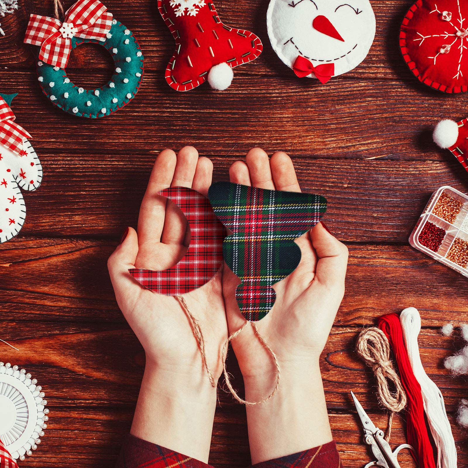48 Pieces Christmas Buffalo Plaid Tartan Fabric Plaid Fabric Lodge Charm Pack for DIY Christmas Sewing Scrapbooking Quilting (5.9 x 5.9 Inch)