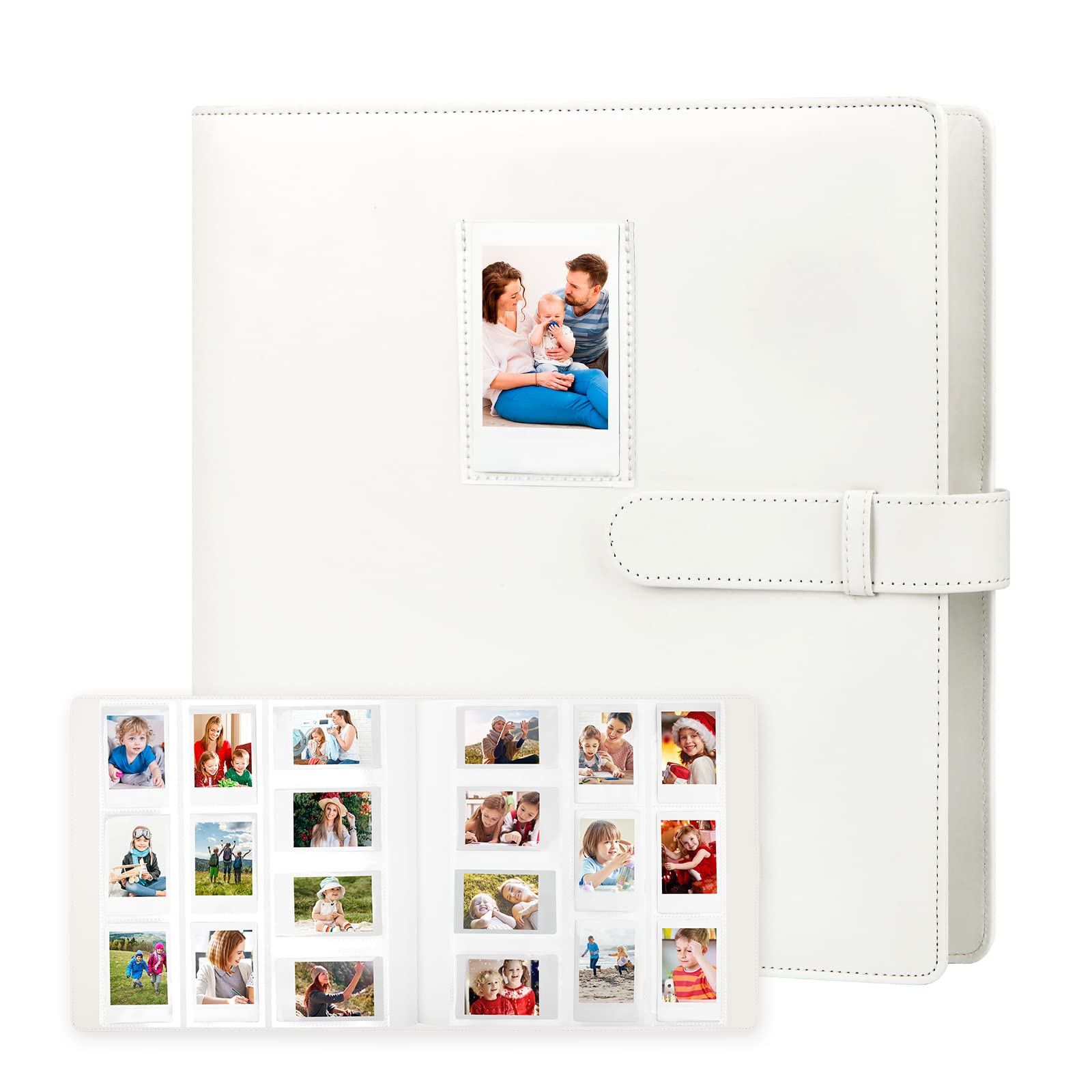 640 Pockets Photo Album for Fujifilm Instax Mini Camera, Photo Album for Polaroid, Leather Cover, Photo Album for Instax Mini 12 11 9 40 90 8 7 Evo LiPlay Instant Camera, 2x3 Photo Album (White)