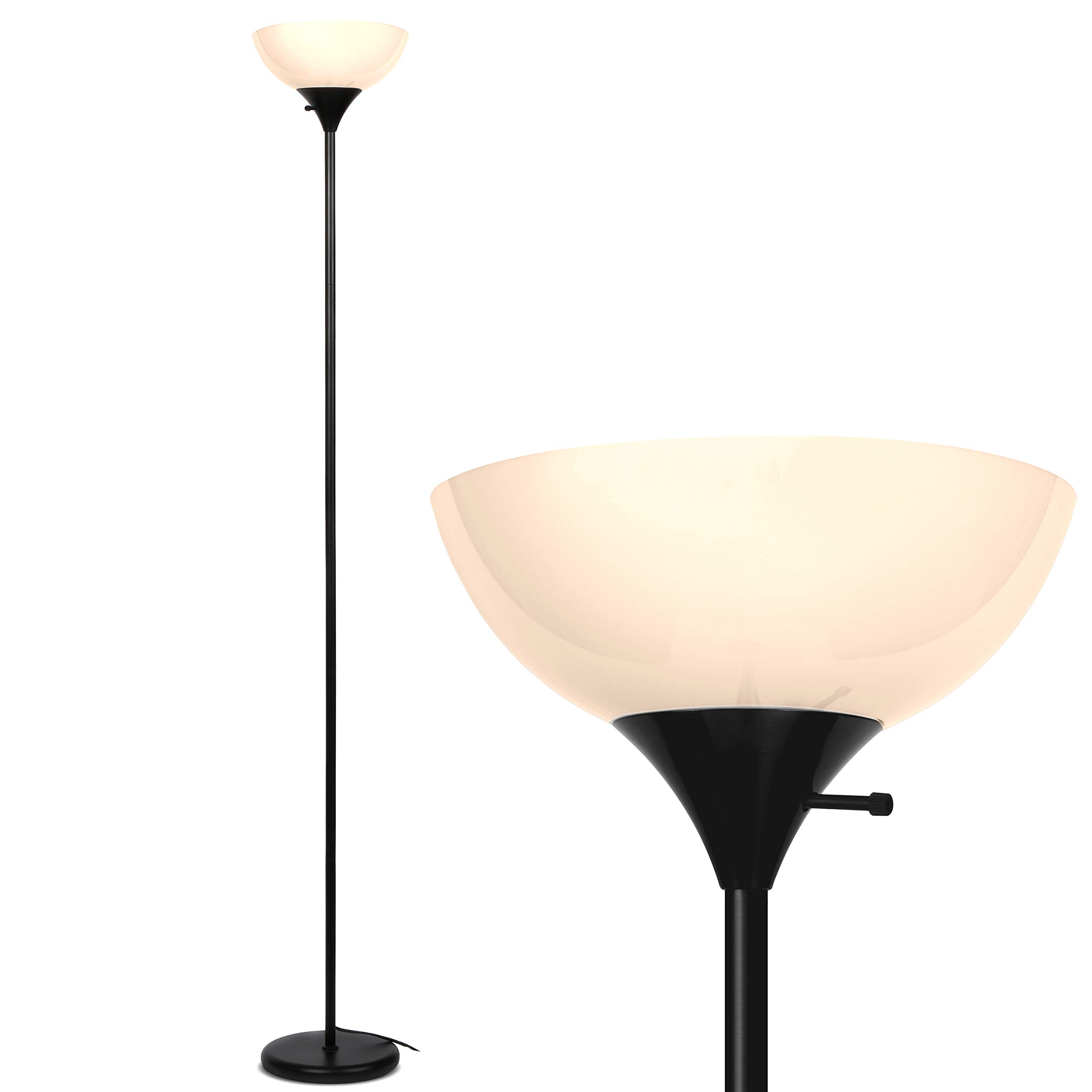 Brightech Sky Dome Dimmable LED Floor Lamp, Torchiere Floor Lamp for Living Rooms & Offices ā Tall Standing Lamp for Reading & Hobbies ā Jet Black