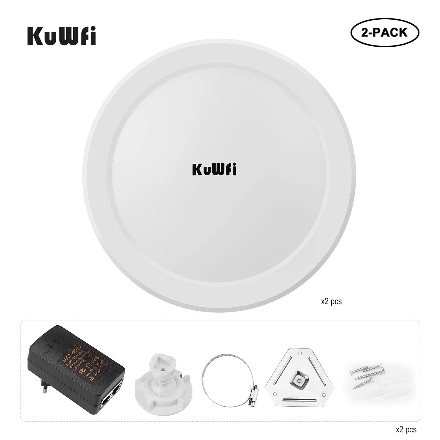 Outdoor Wireless Ethernet Bridge, KuWFi Long Range 5KM 11ac WiFi Bridge Point to Point Outdoor Get Faster Signal Built in Strong Powerful Antenna 5.8G High Speeds for starlink router丨2-Packs