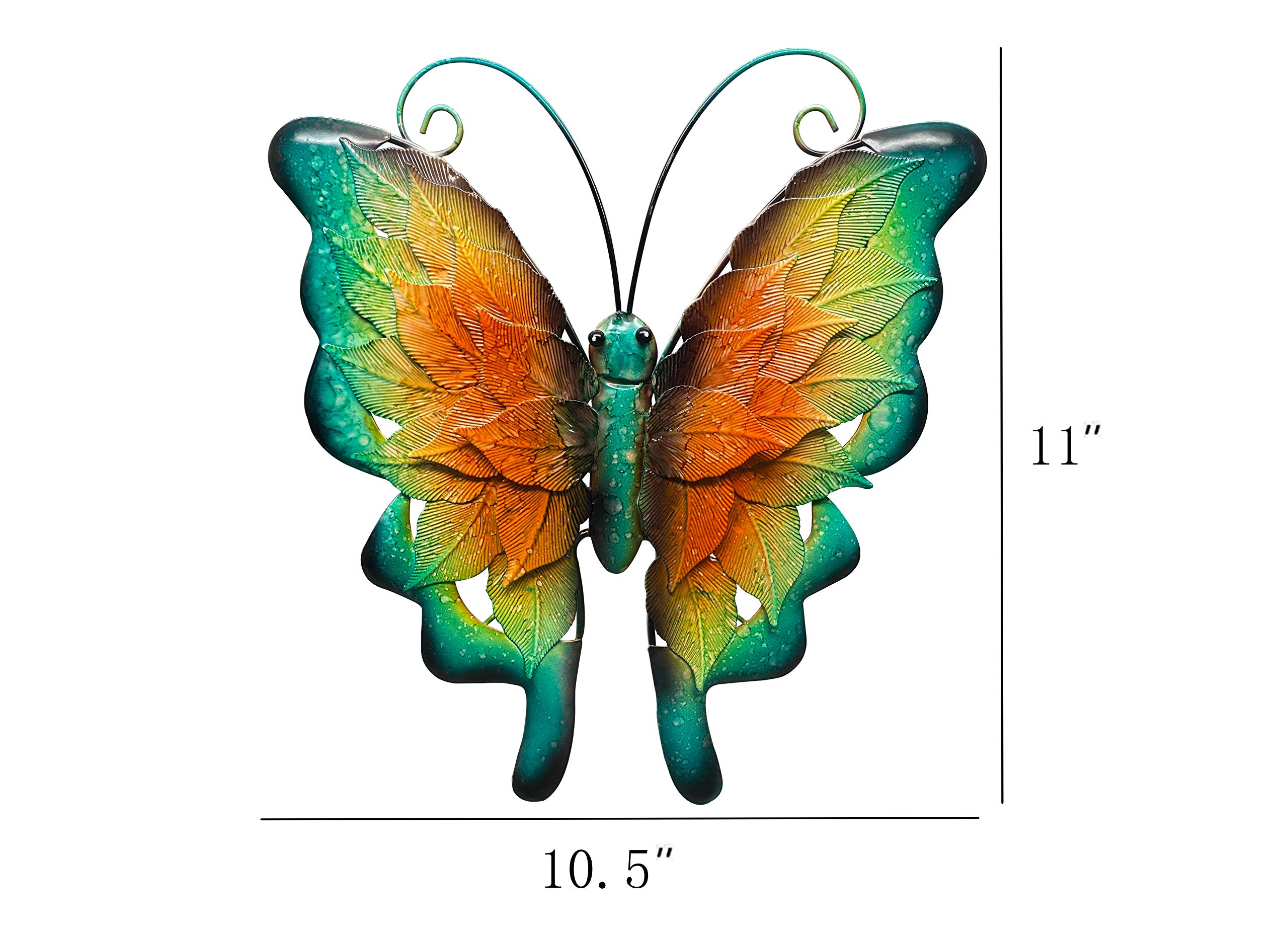 Bownew Butterfly Wall Decor Metal Outdoor Garden Hanging Art Insect Theme Decorations for Home, Yard and Patio - Yellow