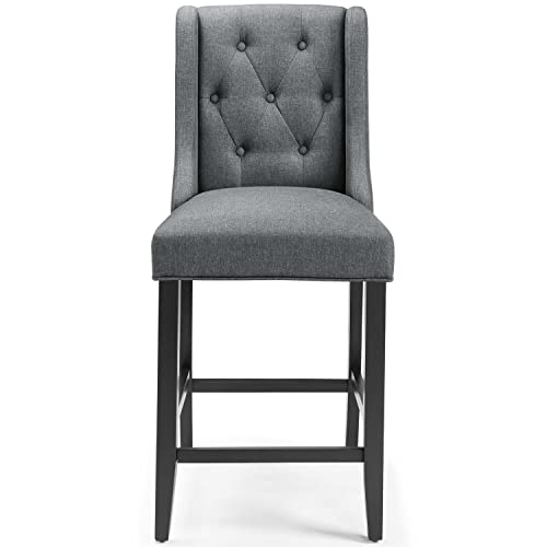 Modway Baronet Counter Bar Stool Upholstered Fabric Set of 2, Gray