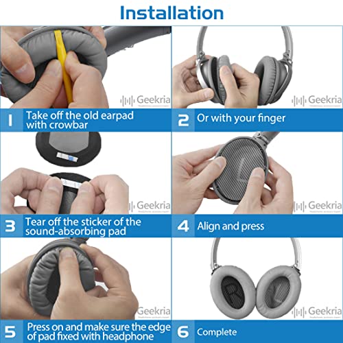 Geekria Earpad + Headband Compatible with Bose Around-Ear AE2, AE2i, AE2w Headphone Replacement Ear Pad + Headband Cover/Ear Cushion + Headband Protector Earpads Repair Parts (Black)