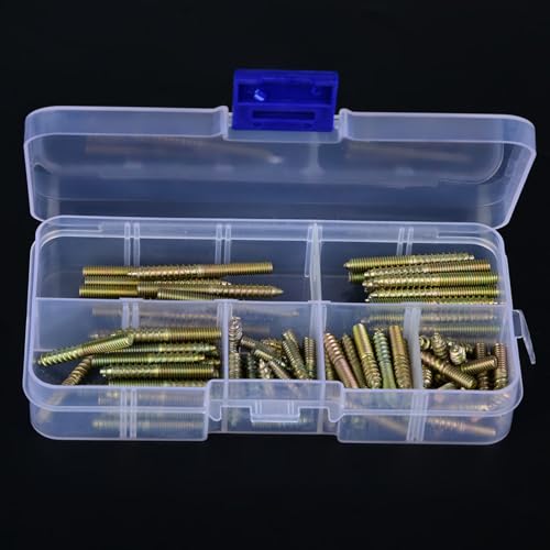 Fafeicy 110pcs M4 Dowel Screws, Woodworking Furniture Connector Double Ended Screw Hanger Bolt Zinc Plating Self Tapping Thread Screw