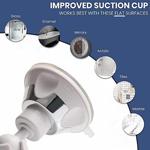 Fogless Shower Mirror for Shaving with Upgraded Suction, Anti Fog Shatterproof Surface and 360° Swivel - Includes Optional Hook Accessory To Transform Suction Mirror Into Hanging Mirror - 6.3" x 6.3"