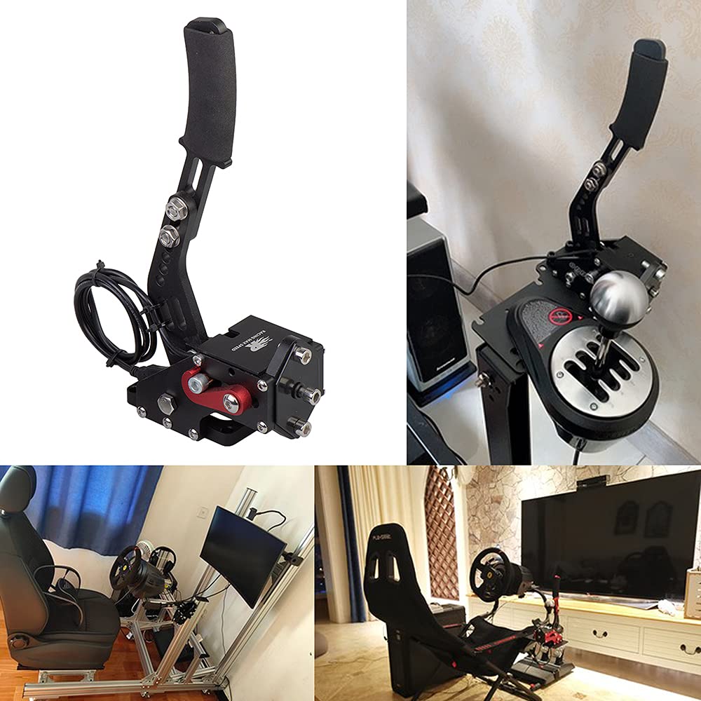 CNRAQR PC Racing Game USB Handbrake for 16Bit SIM for Racing Games, Compatible with Logitech G27 G29 G920 G923 T500 T300 Simulate Linear Handbrake（With Fixing Clip