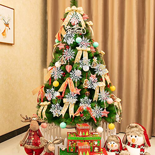 40PCS Christmas Snowflakes Glitter Ornaments Christmas Tree Decorations Window Decorations for Home Holiday Party 4 Inch, Silver