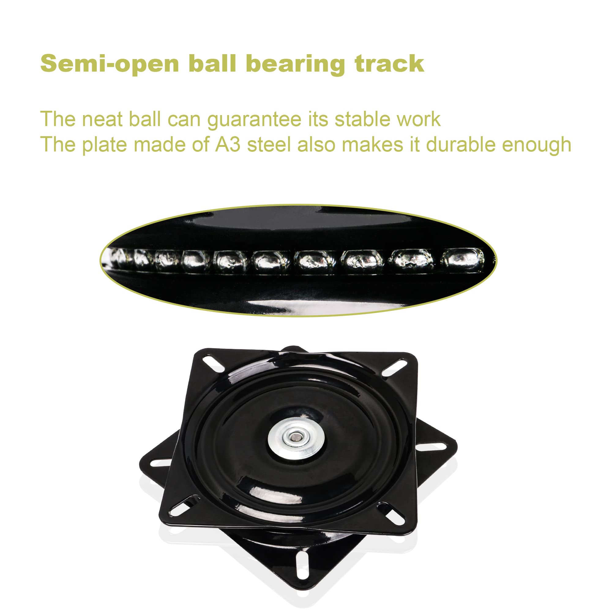 6" Square Swivel Replacement for Recliner Chair or Furniture - Ball Bearing Swivel A3 Steel Plate