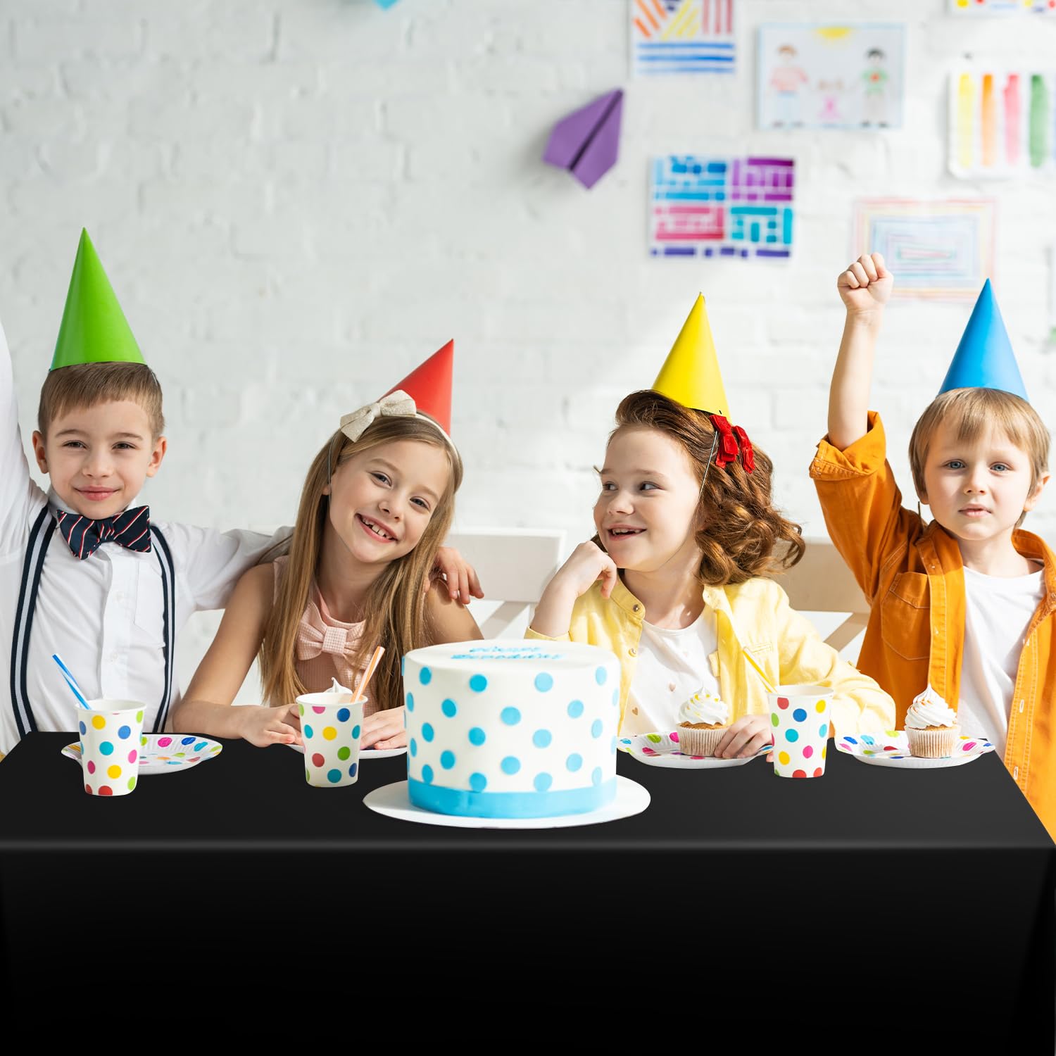 Black Disposable Plastic Table Cloth Roll 54" X 100', Plastic Table Cover with Cutter Box, Cut to Size Disposable Tablecloth for Parties