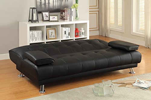 Convertible Sofa Bed with Removable Armrests Black 300205