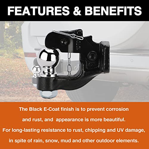 ONLTCO Pintle Hook Pintle Hitches Receiver Hook 10 TON Combination Hitch Ball 2-5/16β Fits Hitch Hook Military Receiver 12000 lbs