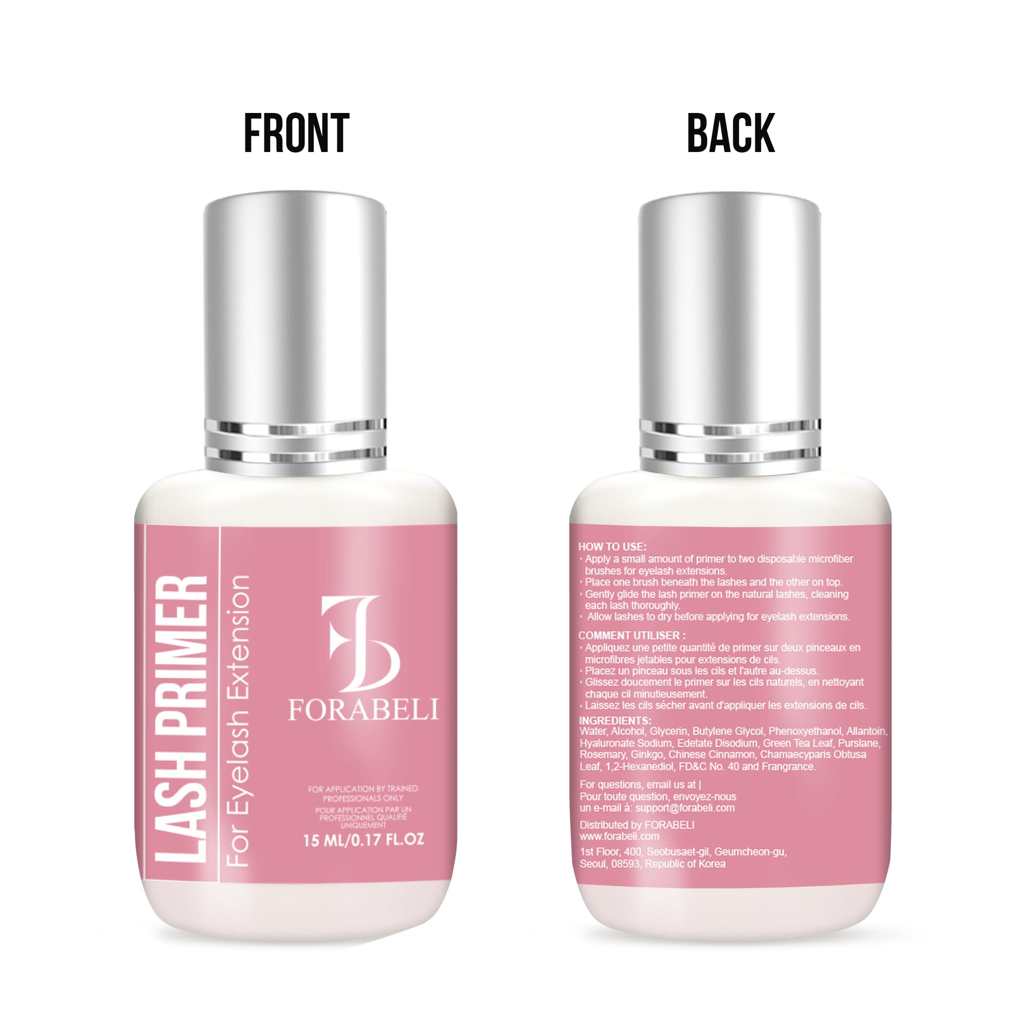 Forabeli Lash Primer 15ml - Boosts Adhesion, Improves Bond Retention, Ideal for Individual and Natural Lashes, Semi-Permanent Eyelash Extension Supplies