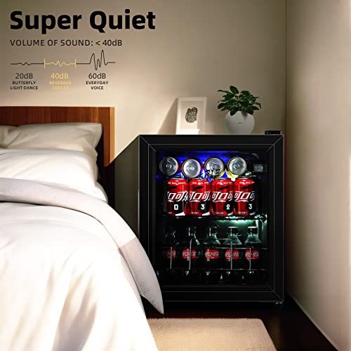OOTDAY 75 Can Beverage Refrigerator - Freestanding Ultra Cool Mini Drink Fridge - Wine Cooler with Adjustable Shelving Glass Door for Home & Office