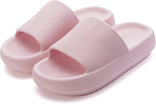 BRONAX Slides for Women Foam Soft Open Toe EVA Home Shower Bathroom Pillow Slippers House Sandals for Ladies Comfy Cushioned Thick Sole 42-43 Pink