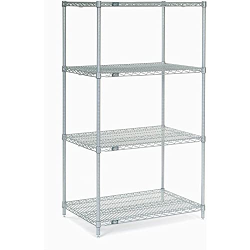 Nexel 21" x 30" x 74", 4 Tier, NSF Listed Adjustable Wire Shelving, Unit Commercial Storage Rack, Silver Epoxy, Leveling feet