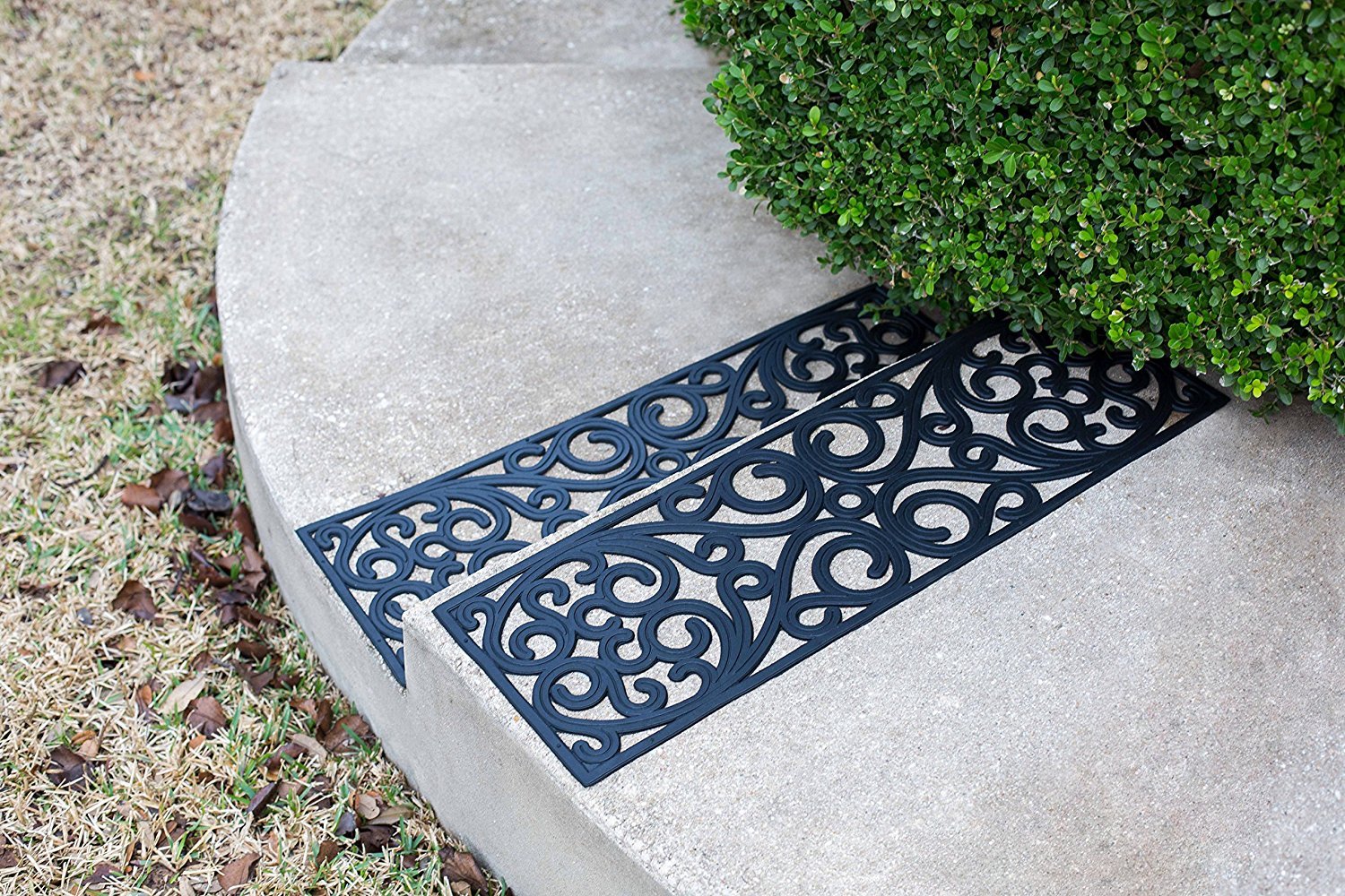 BIRDROCK HOME Rubber Stair Treads for Outdoors | Non-Slip Weather Resistant Mats for Garden, Walkways, Patios & Wood Steps | Beautifully Designed for Yard &Landscaping | 4 Pack | 10" x 30"