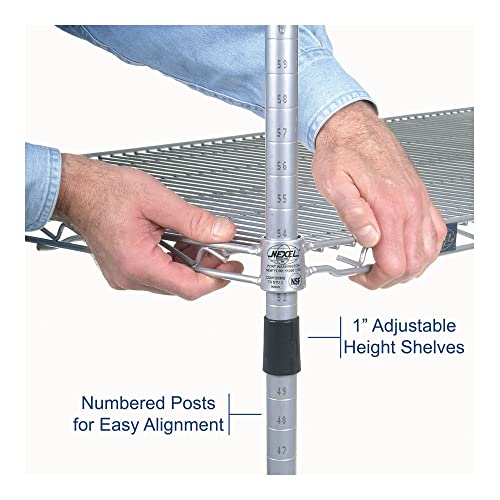 Nexel 4-Shelf Wire Shelving Unit, Clear Epoxy Finish, 21" W x 24" L x 63" H