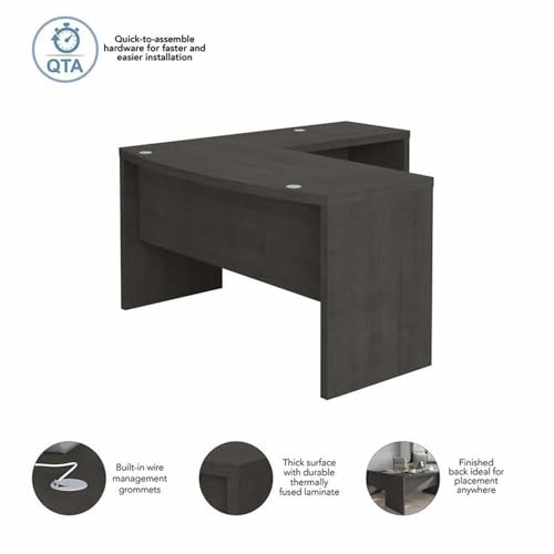 Bush Business Furniture Echo L Shaped Bow Front Office Desk in Charcoal Maple, Modern Computer Table for Home or Professional Workspace