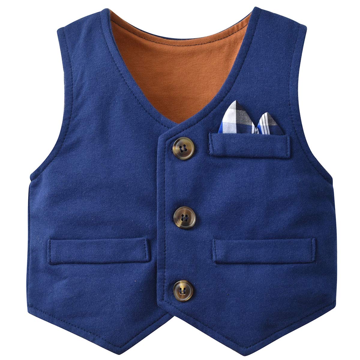famuka Baby Boy 3 Piece Formal Outfit Suit with Bows Waistcoat Gentleman Tuxedo (Navy 3, 0-3 Months)