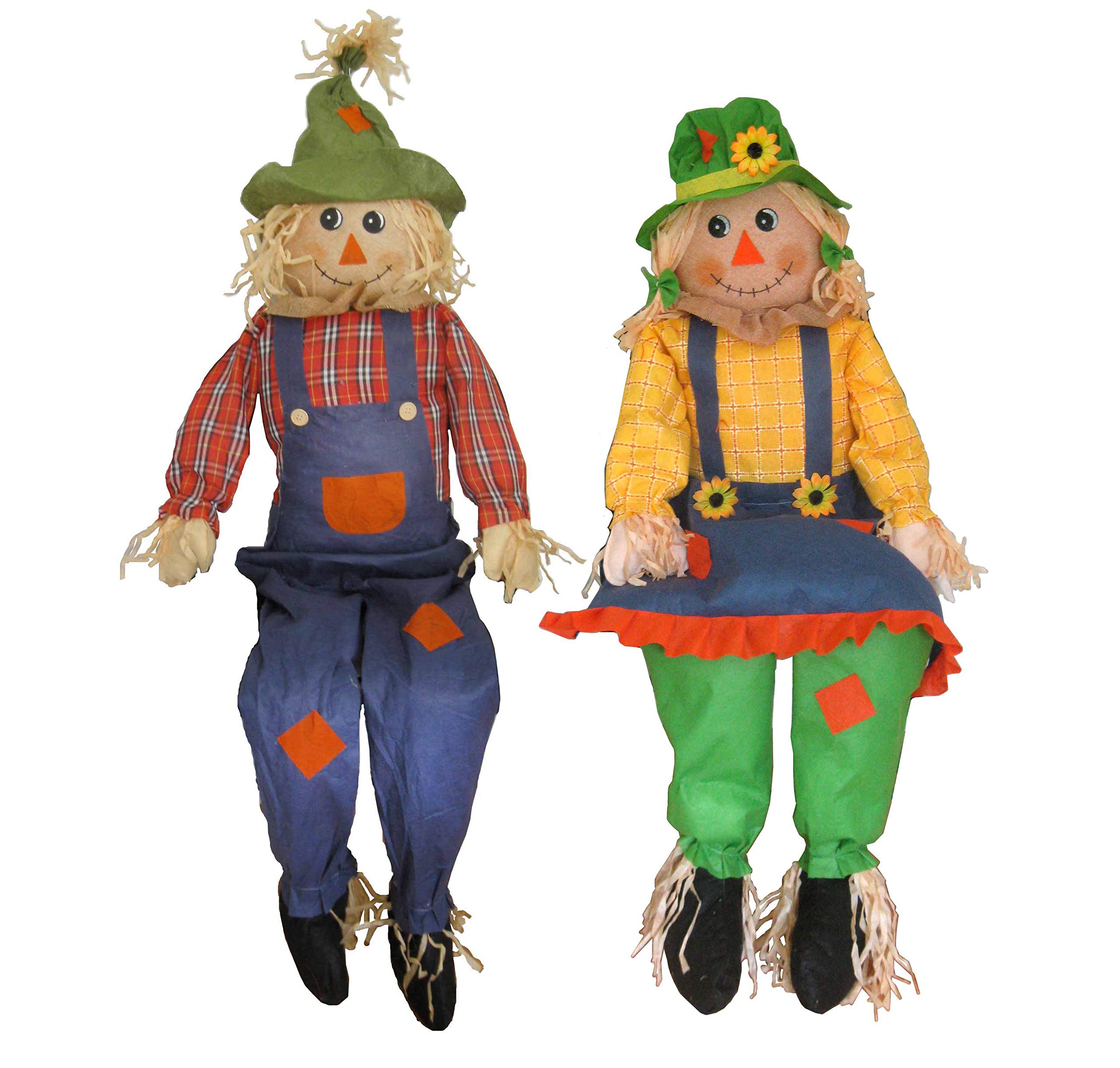 60" Scarecrow Pair Sitters Country Halloween Fall Decor Decoration Props