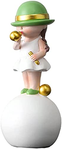 Desktop Figurine Resin Statue Cartoon Sculpture Abstract Crafts Art Ornament Desk Table Statue for Home Bedroom Living Room Garden Office - Girl, Green