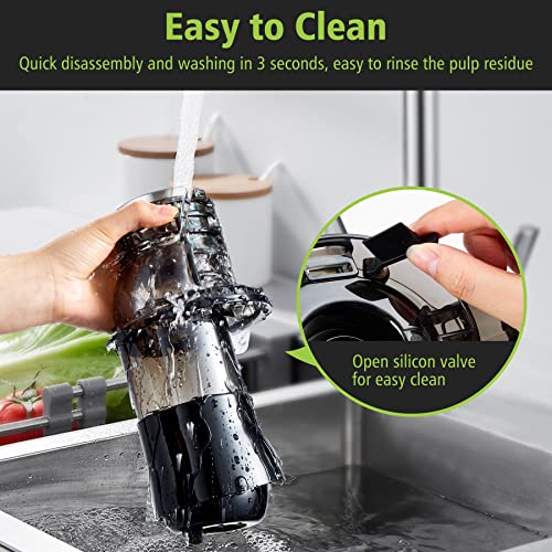 Aobosi Masticating Juicer Machine, 2-In-1 Cold Press Juicer with Large Feed Chute for Juice & Ice Cream, Powerful Slow Juicer for Vegetable and Fruit, Easy Clean Self Feeding (Blue)
