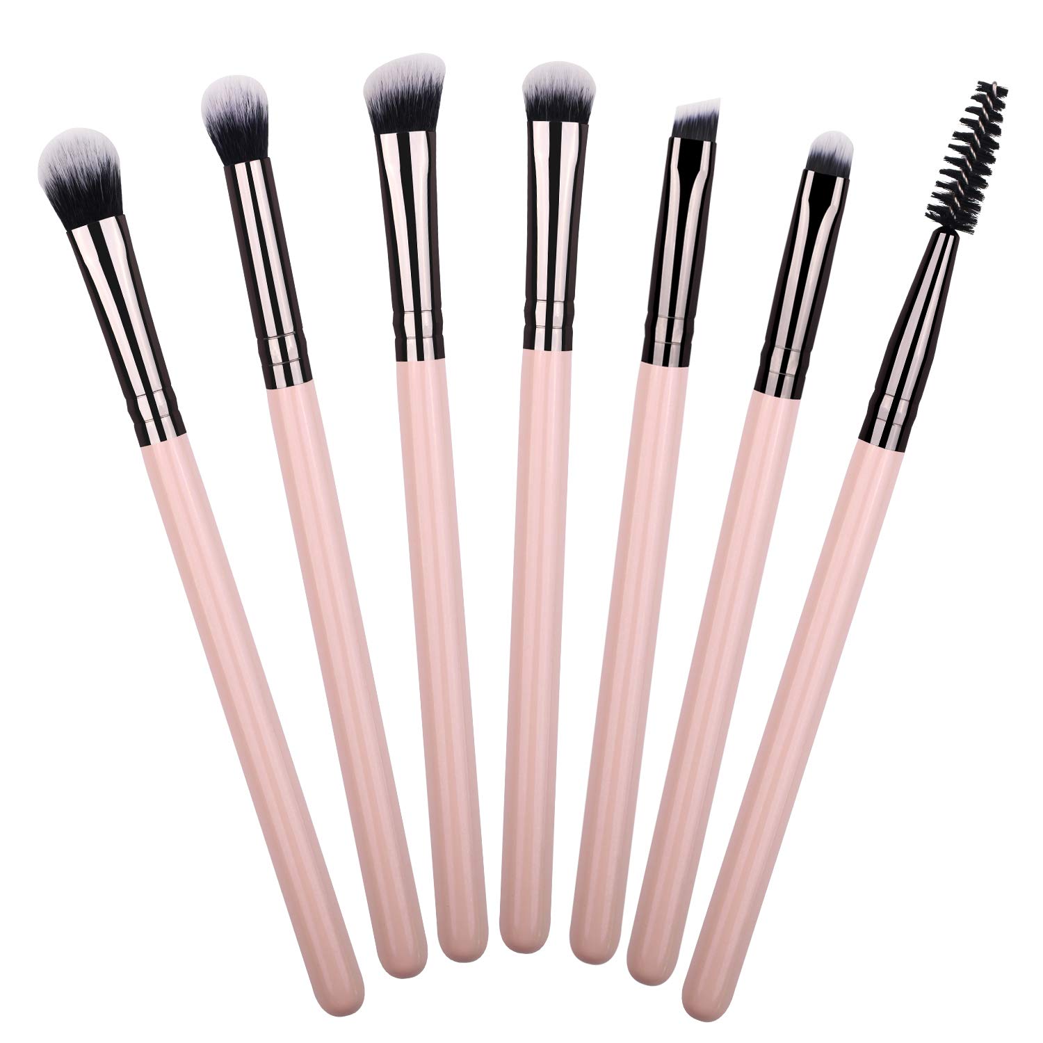 7pcs Eye Makeup Brushes Essential Pink Eyeshadow Makeup Brush Set for Eyes Blending Crease Shader Detailer Definer Eyelash Brush Make Up Brush Kit