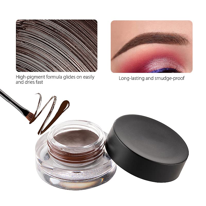 4D Hair Stroke Brow Stamp Brush Set Eyebrow Hair Stroke Brush with Eyebrow Cream Multifunction Ultra-thin Angled Realistic Eyebrow Brush Makeup Kit(Walnut)