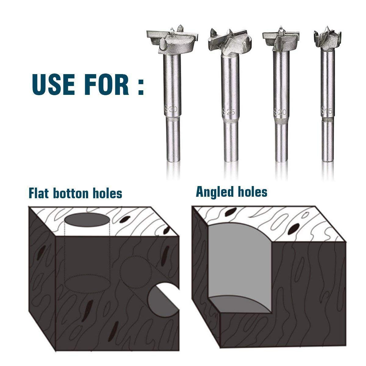 Forstner Drill Bit Sets,16 Pcs Tungsten High Speed Steel Wood Working Hole Cutter Titanium Coated Wood Boring Hole Drilling Sets with Round Shank 19/32"-1-3/8"(15mm-35mm) by TLHOME