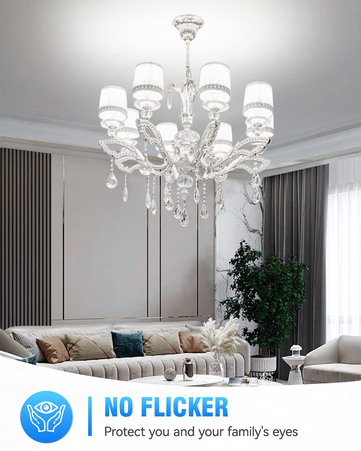 Cnkeeo G9 LED Bulb, 4W Daylight White 6000K, 450LM, 40W Halogen Equivalent, No Flicker, Non-Dimmable, 360°Beam Angle, Bi-pin Ceramic Base G9 Light Bulbs for Chandeliers Home Lighting, Pack of 6