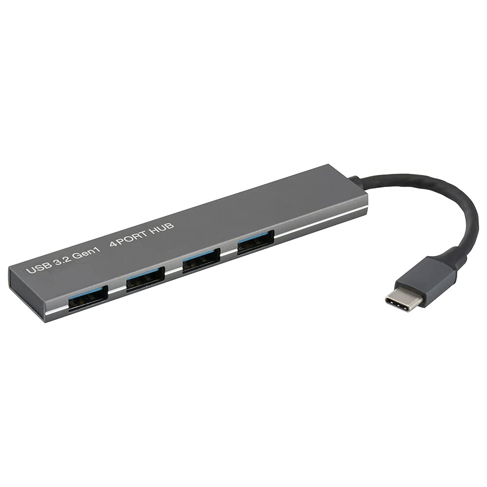 Ohm Electric USB Hub Type A 4 Port USB 3.2 Gen1 Compatible USB Type C Connector PC-SH4PC06-H 01-3974 OHM Black