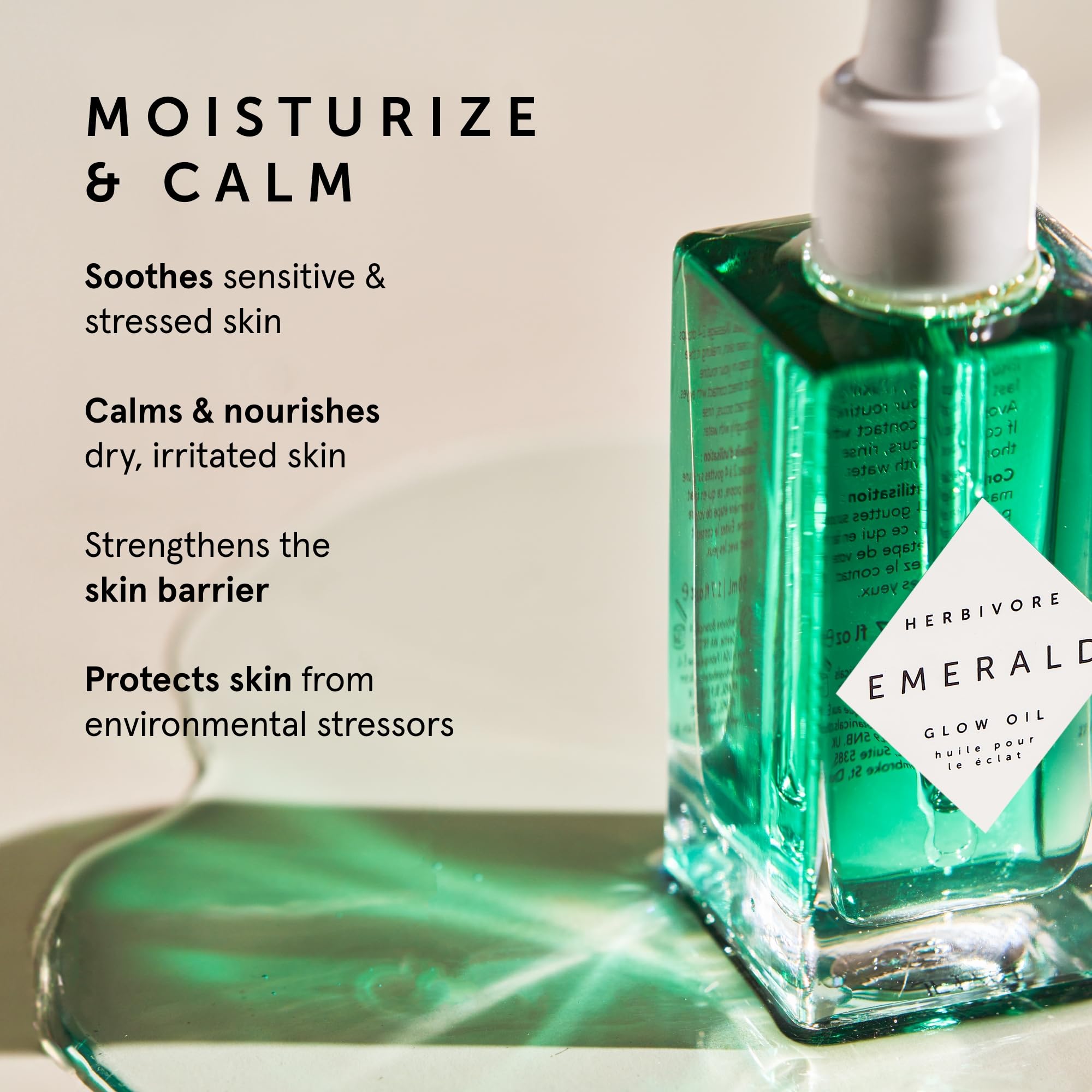 HERBIVORE Emerald Deep Moisture Glow Oil for Face – Hydrating Facial Oil, Calming & Moisturizing, Plant-based, Vegan, Cruelty-free, 30mL / 1 oz