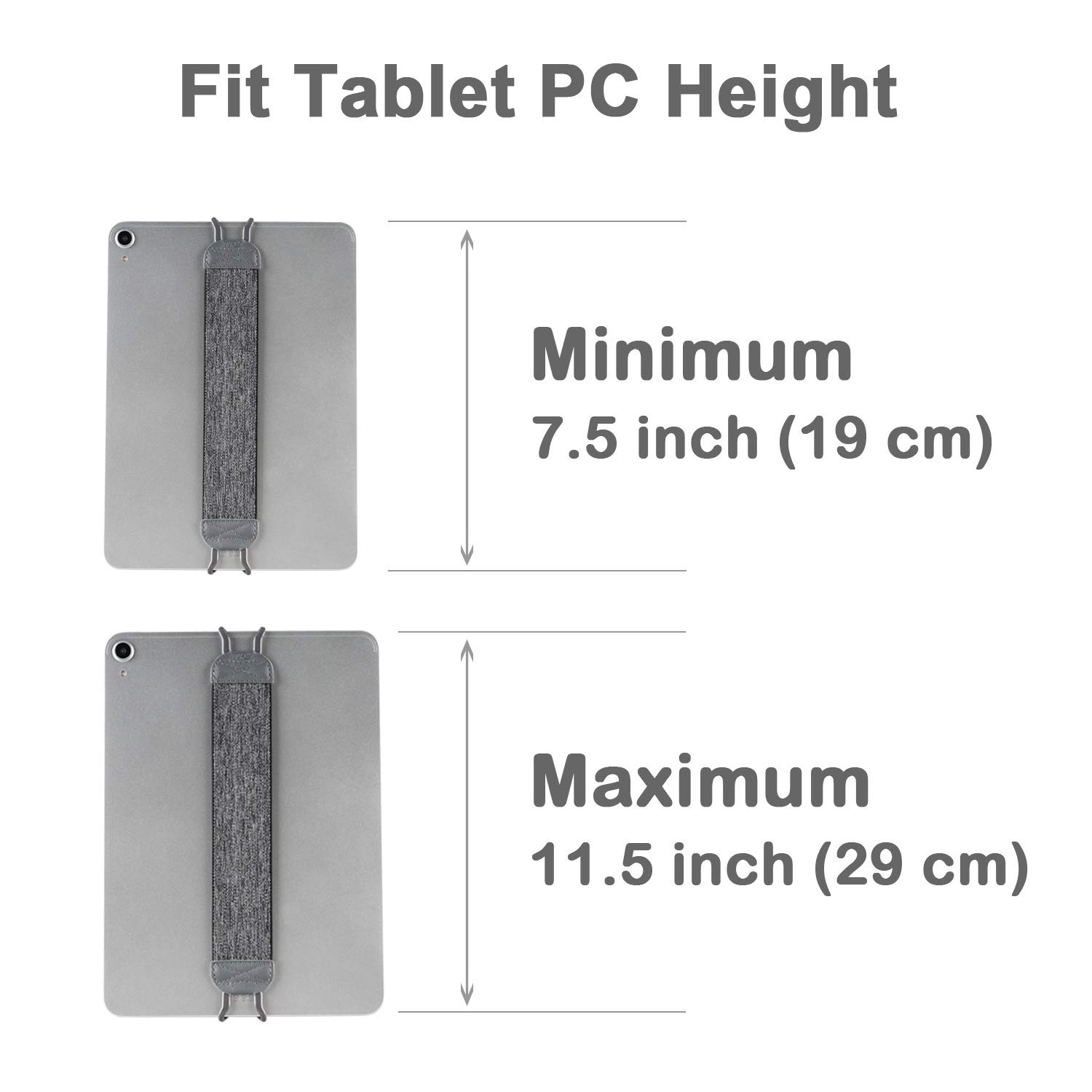 Hand Strap Holder TFY for Tablets, iPad, & e-Readers - 11-inch iPad Pro, iPad, iPad Mini 6, iPad Air 5, Samsung Galaxy Tab & Note - Google Nexus - Asus Transformer Book and More -Gray