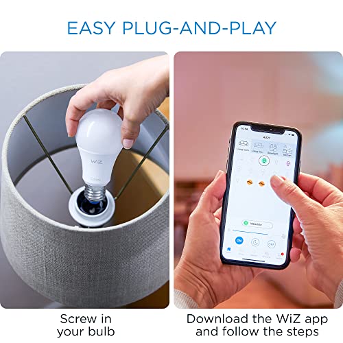 WiZ 60W A19 Soft White LED Smart Bulb - Pack of 1 - E26- Indoor - Connects to Your Existing Wi-Fi - Control with Voice or App + Activate with Motion - Matter Compatible