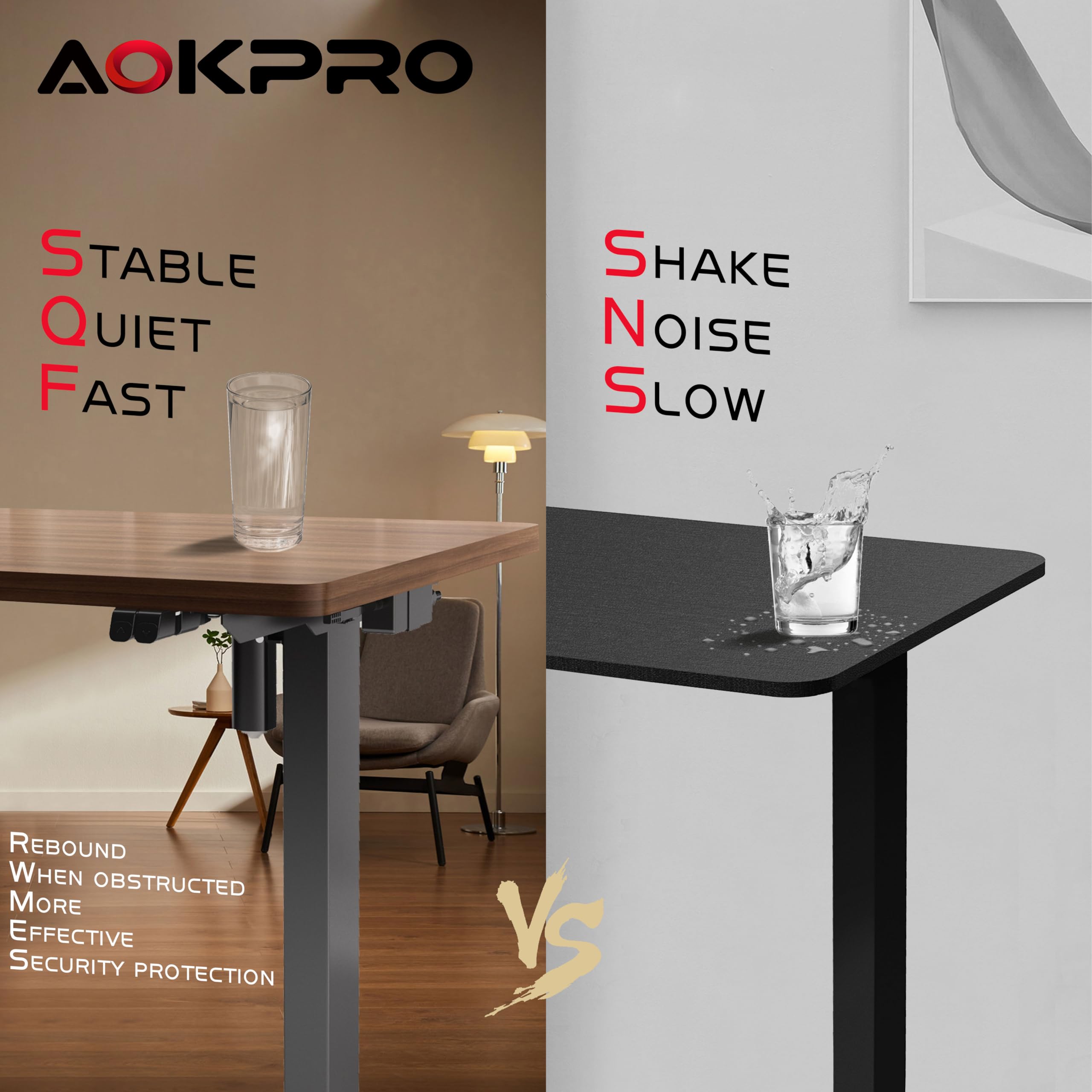 AokPro Electric Standing Desk Electric Height Adjustable Desk Stand up Desk with Memory preset Button Ergonomic Sit Stand Desk for Home Office Black Frame (Single-Motor)