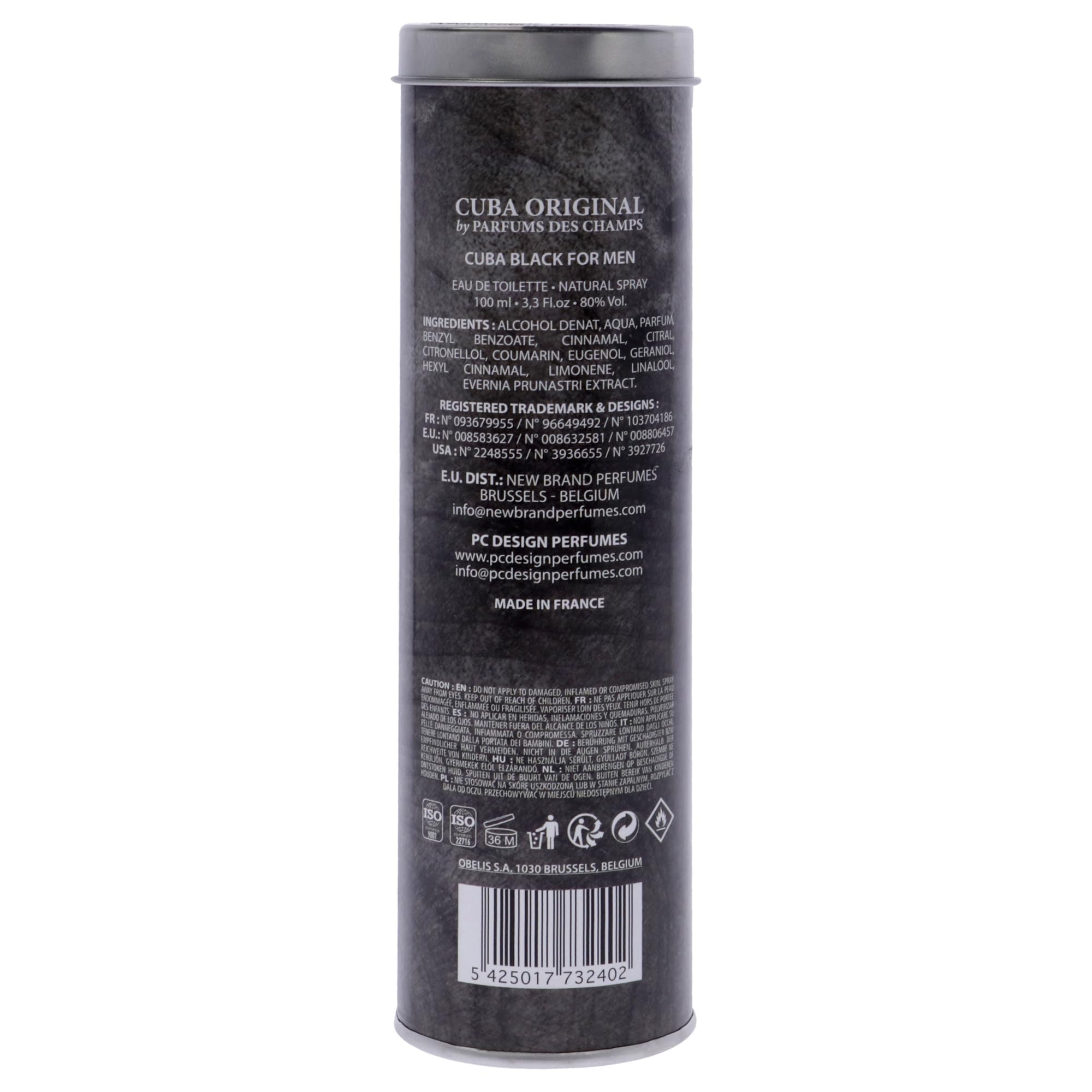 Cuba Black by Cuba for Men EDT Spray, CUBA Black, Fragluxe, 3.3 Ounce